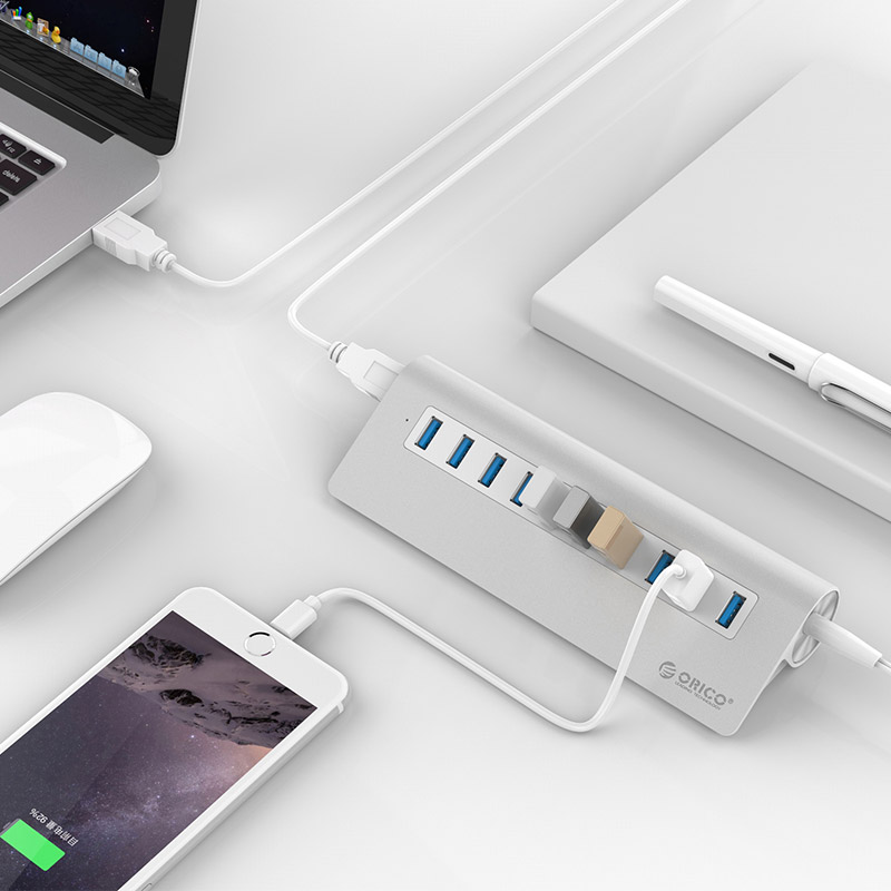 ORICO Aluminum 10 Port USB3.0 Hub for Smartphones, Tablets, Laptops ...